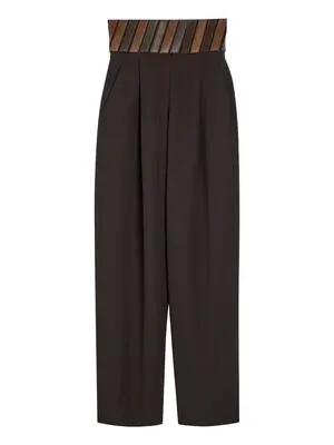 Alaïa Paneled Wool Trousers - Dark Brown