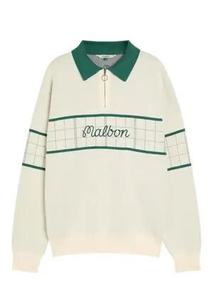 MALBON Bennet Logo-embroidered Cotton Polo Jumper - Beige