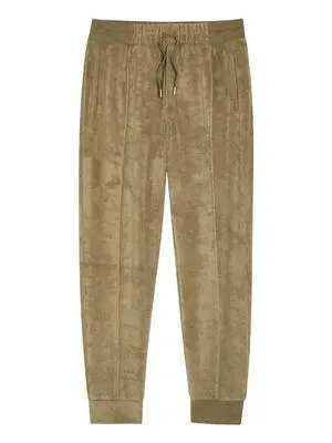 AURELIEN Pintuck Tapered-leg Terry Sweatpants - Khaki