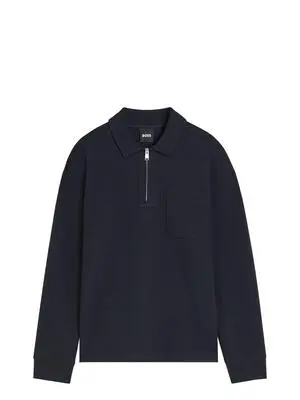 BOSS Cotton-blend Half-zip Sweatshirt - Navy