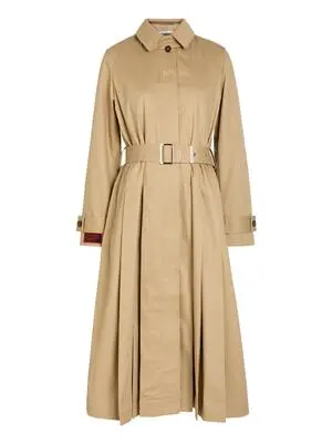 DAMSON MADDER Sofia Pleated Cotton Trench Coat - Light Brown