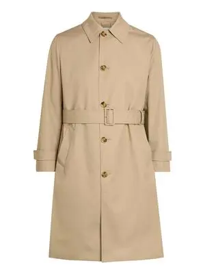 LARDINI Belted Woven Trench Coat - Beige