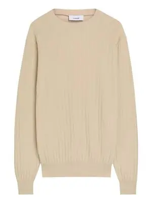 LARDINI Ribbed Fine-knit Cotton Jumper - Ecru