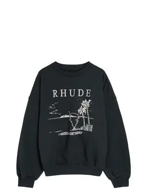 Rhude Printed Cotton Sweatshirt - Black And White