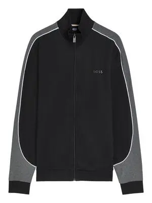 BOSS Logo Panelled Cotton-blend Track Jacket - Black