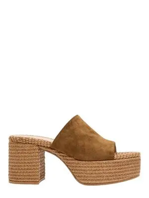 GIANVITO ROSSI Suede Espadrille Platform Sandals - Beige