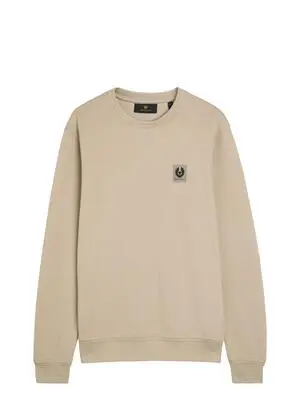 Belstaff Cotton Sweatshirt With Logo Appliqu - Sand