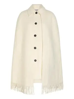 TOTEME Fringed Wool-blend Cape Coat - White