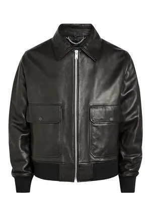 Belstaff Pilot Logo-appliquéd Leather Jacket - Black