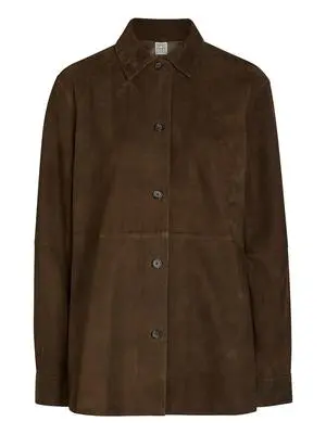 TOTEME Suede Overshirt - Dark Brown