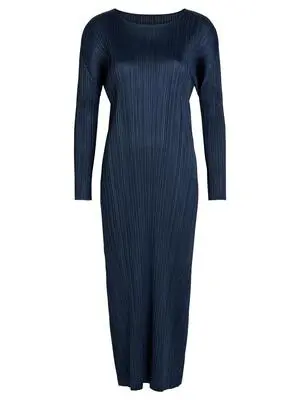 ISSEY MIYAKE PLEATS PLEASE Pleated Woven Midi Dress - Navy