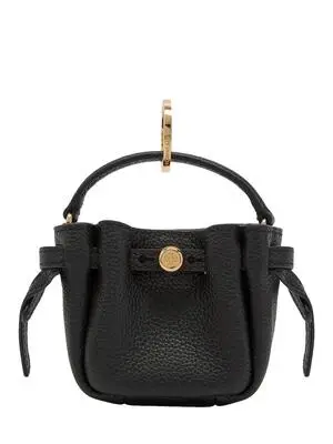 Tory Burch Grained Leather 'romy' Bucket Bag Key Fob - Black