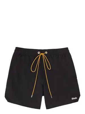 Rhude Logo-embroidered Swim Shorts - Black And White