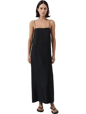 ST AGNI 90s Silk Twill Slip Dress - Black