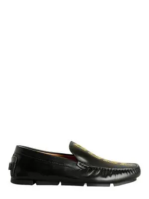 Versace Greca Driver Moccasins Loafers - Black