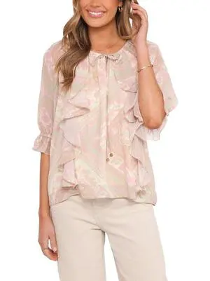 PETAL & PUP Arletta Ruffle Top - Sage Paisley