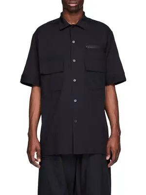 Y3 Regular Fit Cotton Blend Utility Shirt - Black