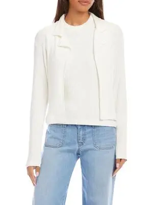 Karen Kane Notch Lapel Rib Jacket - Off White