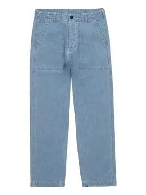 FORTELA Bleach Wash Selvedge Denim Pants - Pale Blue