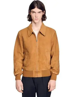 Sandro Goat Leather Jacket - Cognac
