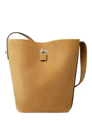 Tory Burch Slim Lock Suede Bucket Bag - Toffee