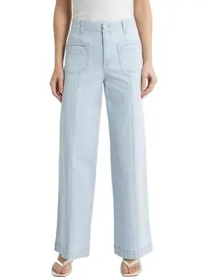 Wit & Wisdom Skyrise Stripe Patch Pocket Wide Leg Pants - Powder Blue