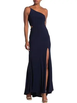 JUMP APPAREL One-shoulder Cutout Gown - Navy