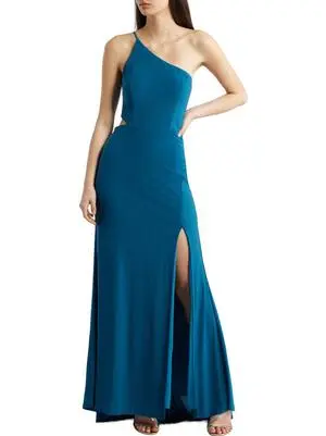 JUMP APPAREL One-shoulder Cutout Gown - Teal