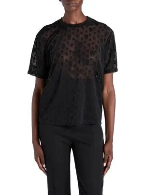 Alexander McQueen Skull Semisheer Jersey T-shirt - Black