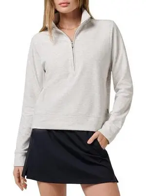 Travis Mathew Cloud Half Zip Pullover - Heather Light Grey