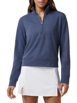 Travis Mathew Cloud Half Zip Pullover - Heather Navy Blazer
