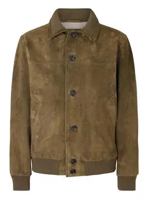 Loro Piana Ribbed Knit-trimmed Suede Bomber Jacket - Brown