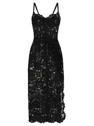Dolce & Gabbana Lace Slit Midi Dress - Black