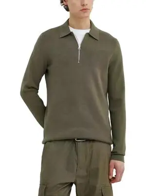 SAMSOE SAMSOE Zip-up Collared Knitted Polo Shirt - Green