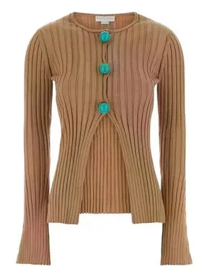 Stella McCartney Ribbed Knit Cardigan - Brown