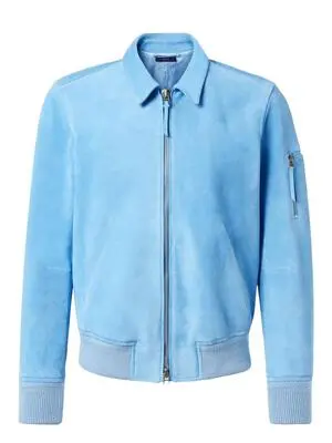 TOM FORD Suede Blouson Jacket - Blue