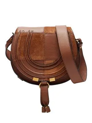 Chloé Marcie Small Leather And Suede Crossbody Bag - Brown