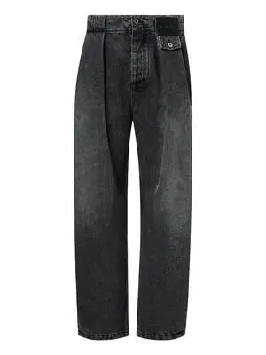 Loewe Pleated Barrel-leg Jeans - Black