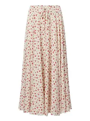 Dolce & Gabbana Floral Silk-blend Midi Skirt - White