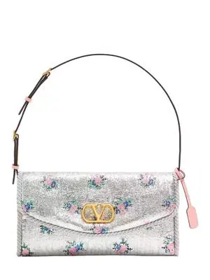 Valentino Garavani Floral-pattern Small Shoulder Bag - Silver