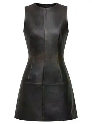 Staud Bix Leather Dress - Brown
