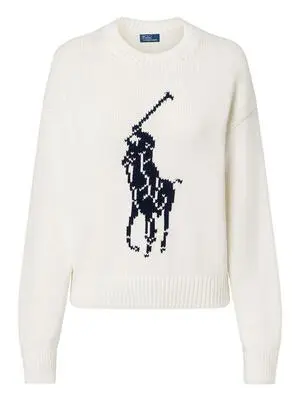 Polo Ralph Lauren Big Pony Intarsia Cotton Sweater - White