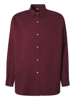 A.PRESSE Cotton Twill Shirt - Burgundy
