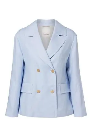 Max Mara Avenue Double-breasted Linen Blazer - Blue