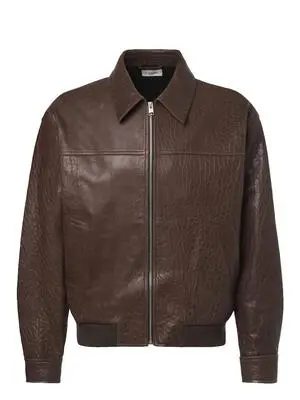 FRAME Leather Bomber Jacket - Brown