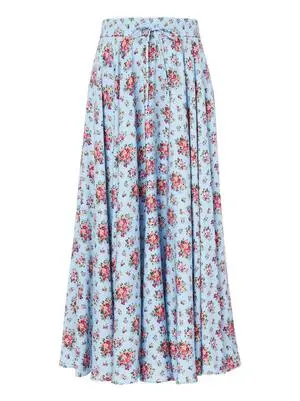 Dolce & Gabbana Floral Silk-blend Midi Skirt - Blue
