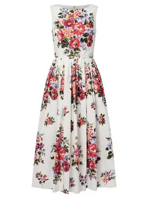 Dolce & Gabbana Floral Cotton Midi Dress - White