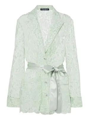 Dolce & Gabbana Belted Lace Blazer - Green