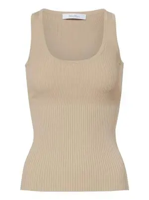 Max Mara Ribbed-knit Tank Top - Beige