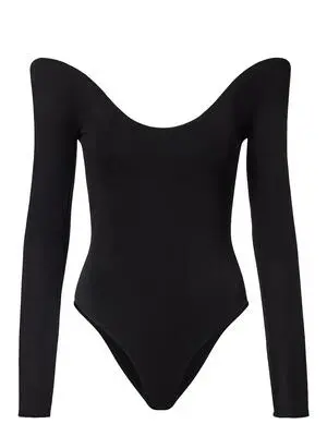 Alaïa Off-shoulder Jersey Bodysuit - Black